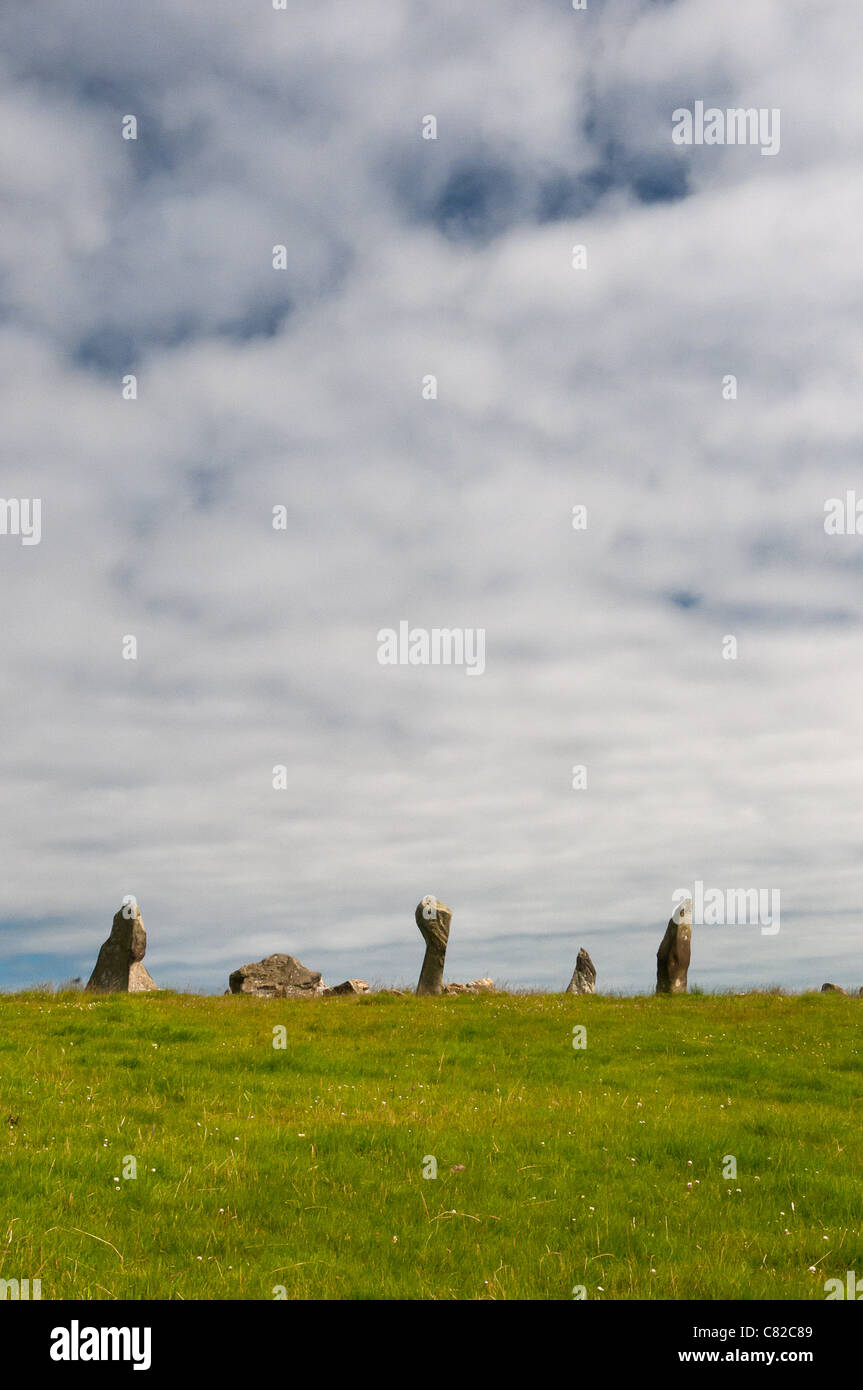 Bocan Stone Circle, Culdaff, Donegal against a cloudy sky Stock Photo ...