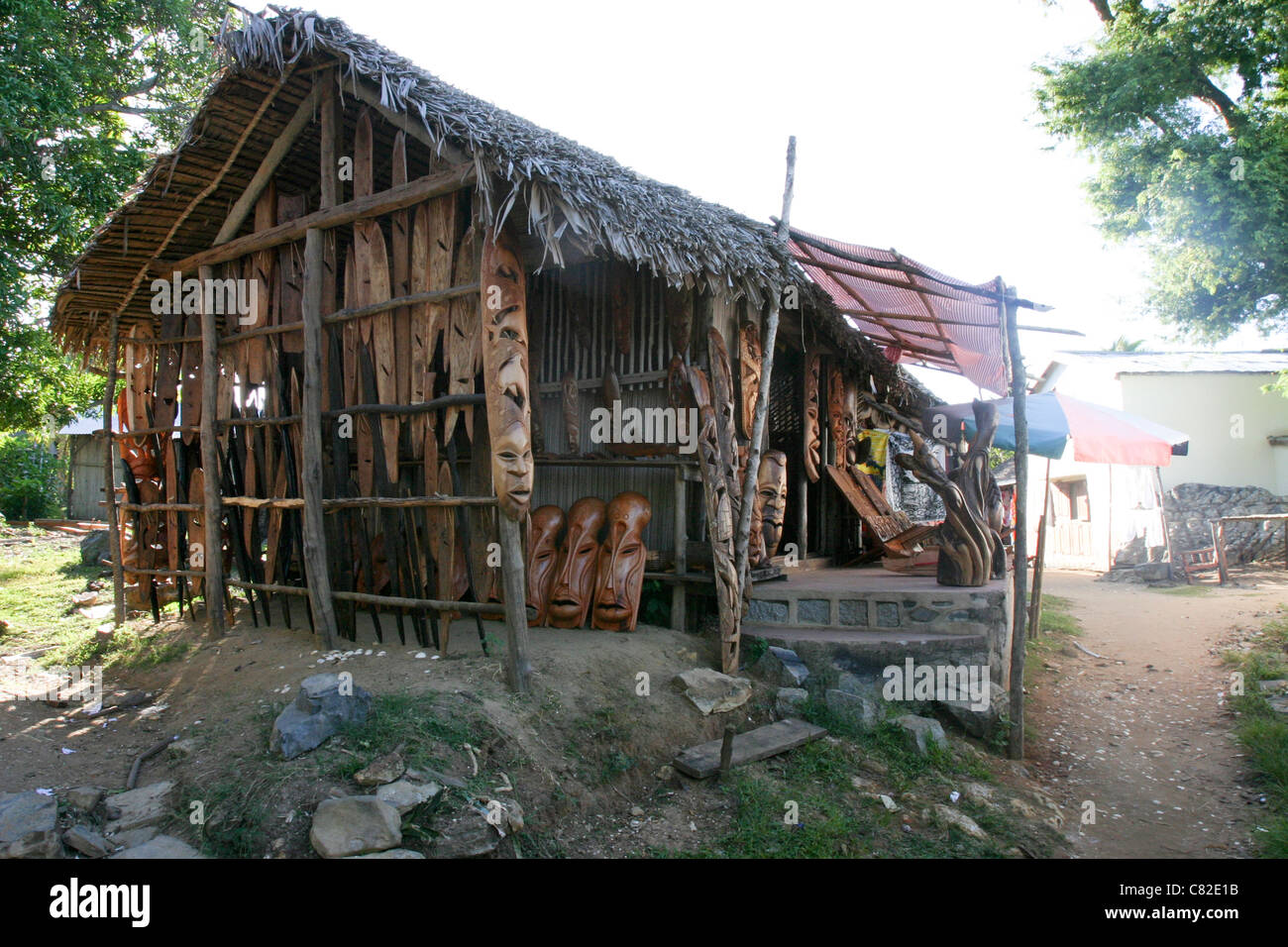 Madagascar hut in isle of Nosy Komba near Nosy Be isle Stock Photo - Alamy