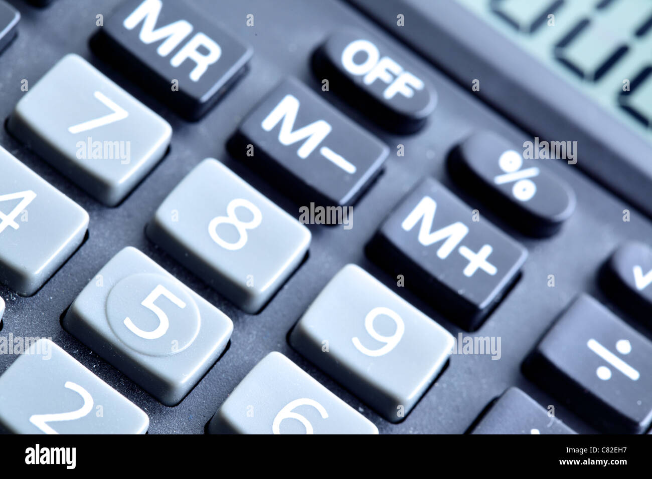 Buttons of calculator toned in blue color Stock Photo - Alamy