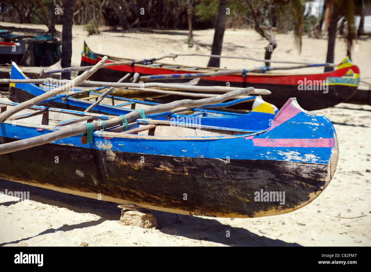 Pirogues at Ifaty beach, Madagascar Stock Photo - Alamy