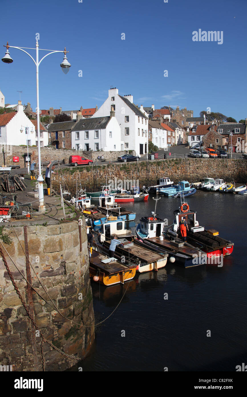Town of Crail, Scotland. Picturesque view of fishing boats returning ...