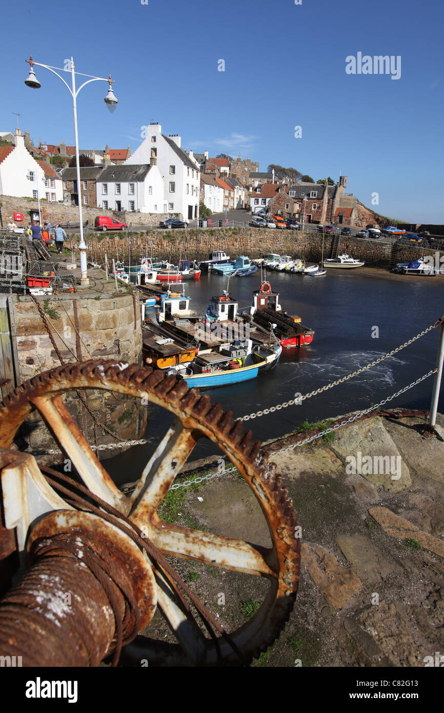 Town of Crail, Scotland. Picturesque view of fishing boats returning ...