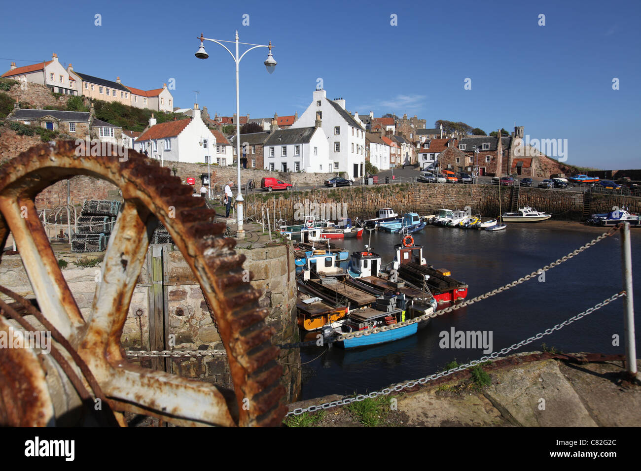Town of Crail, Scotland. Picturesque view of fishing boats returning ...