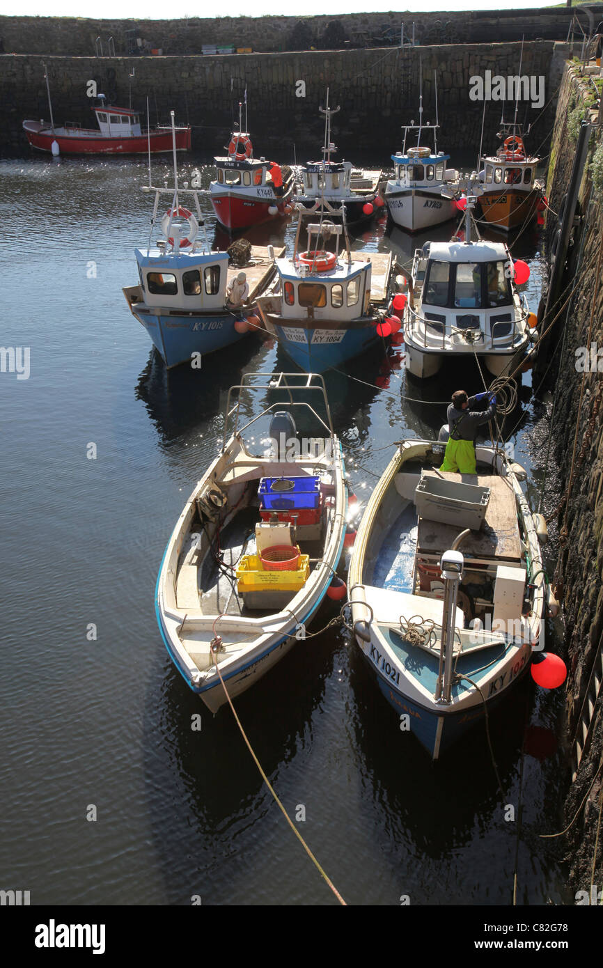 Town of Crail, Scotland. Picturesque view of fishing boats returning ...