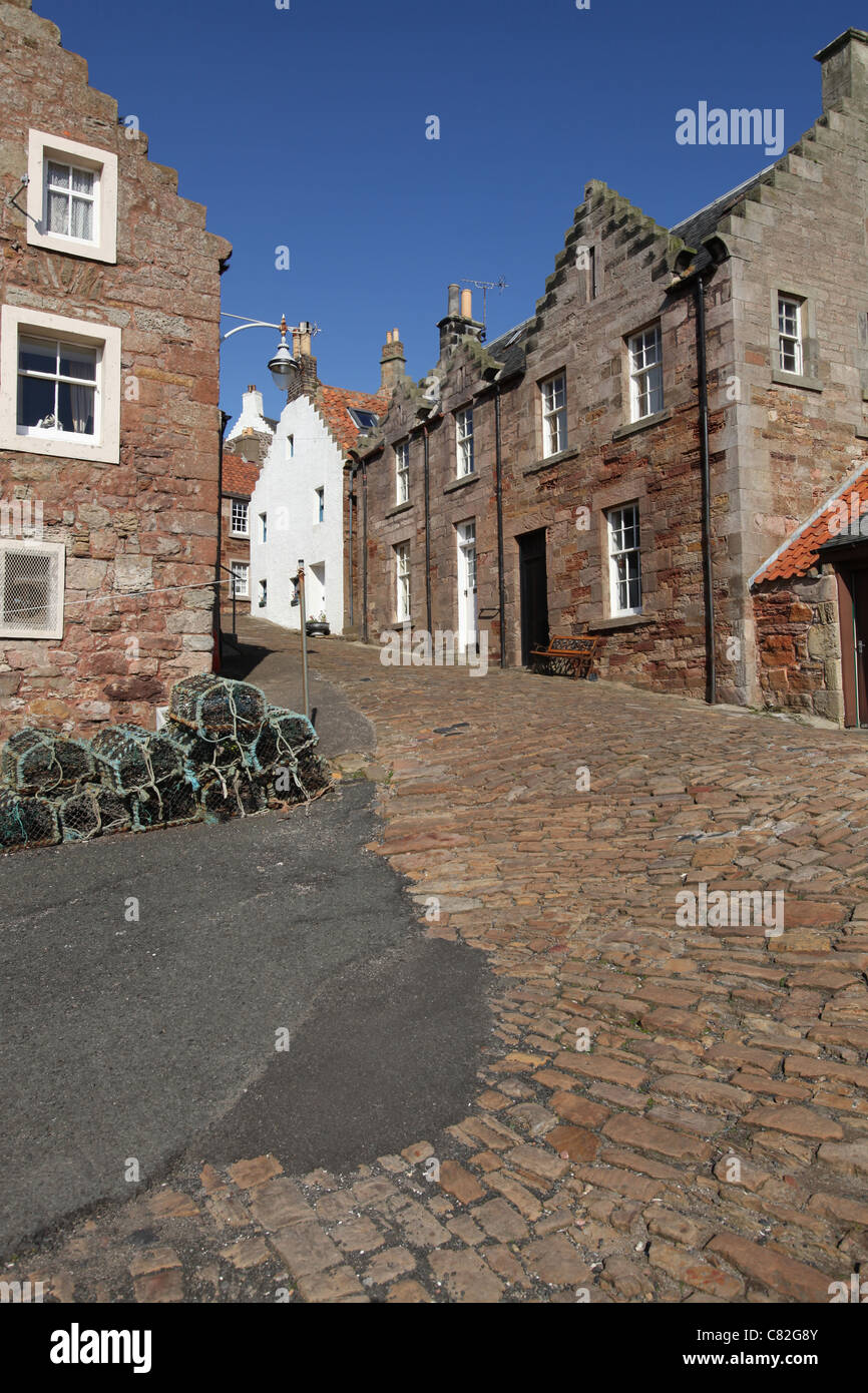 Town of Crail, Scotland. Picturesque view of a harbour street in the ...