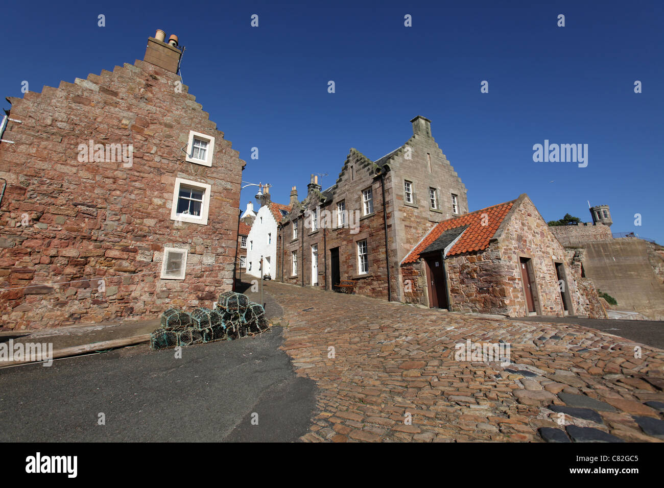 Town of Crail, Scotland. Picturesque view of a harbour street in the ...