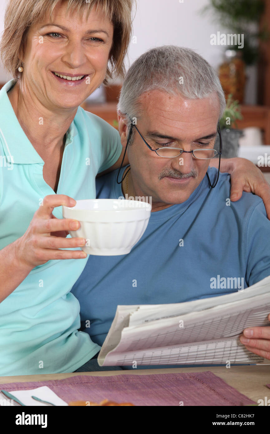 Mature adults at breakfast Stock Photo - Alamy