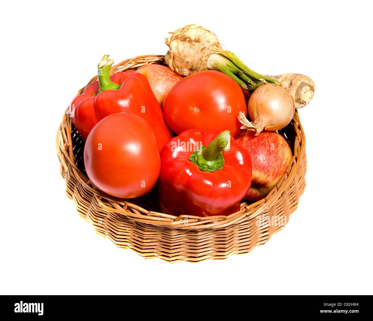 red vegetarian mix of healthy vegetables isolated on white Stock Photo ...