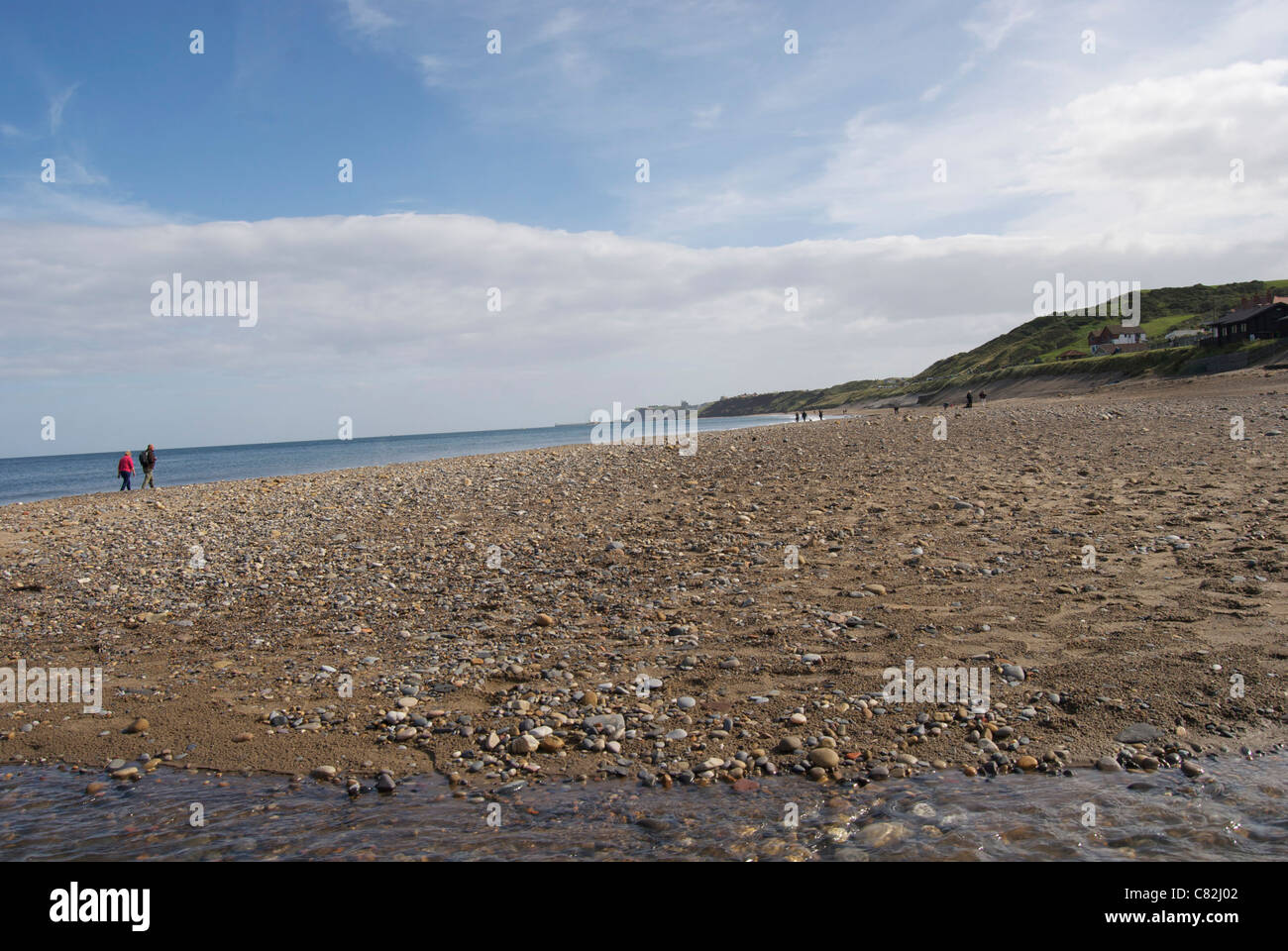 View over sea and beach at Sandsend North Yorkshire Stock Photo - Alamy