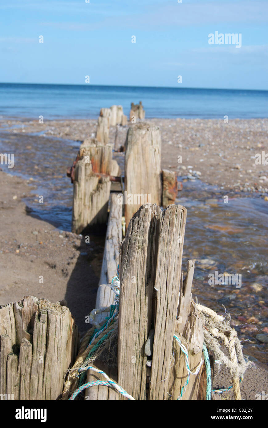 View over beach and sea at Sandsend North Yorkshire Stock Photo - Alamy
