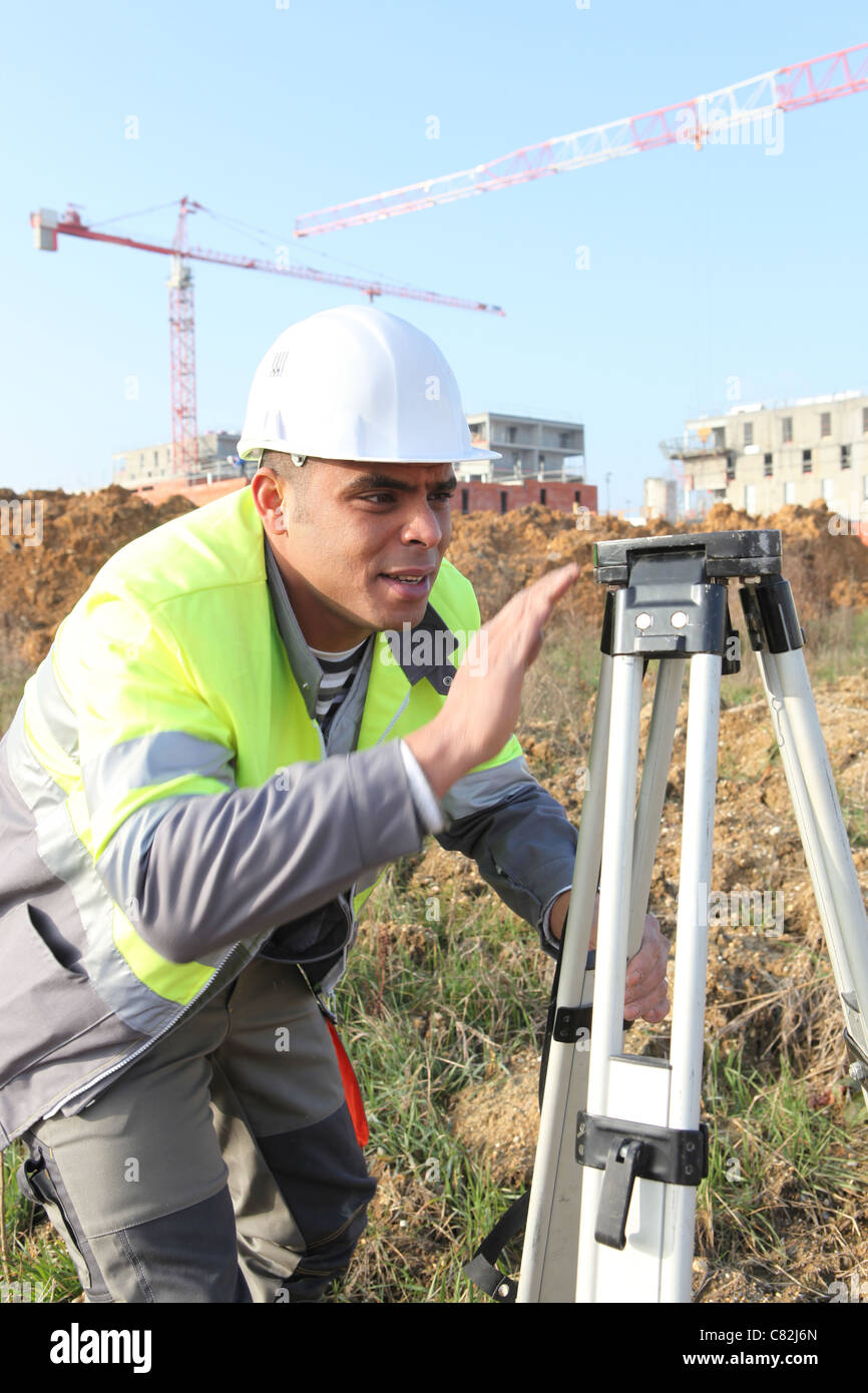 surveyor on a construction site Stock Photo - Alamy