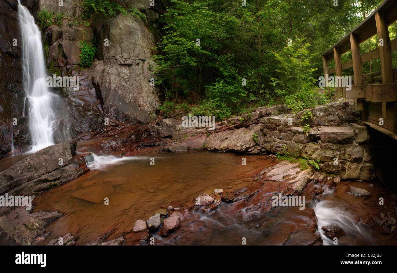 Landscape bridge waterfall hiking trail pennsylvania hi-res stock ...
