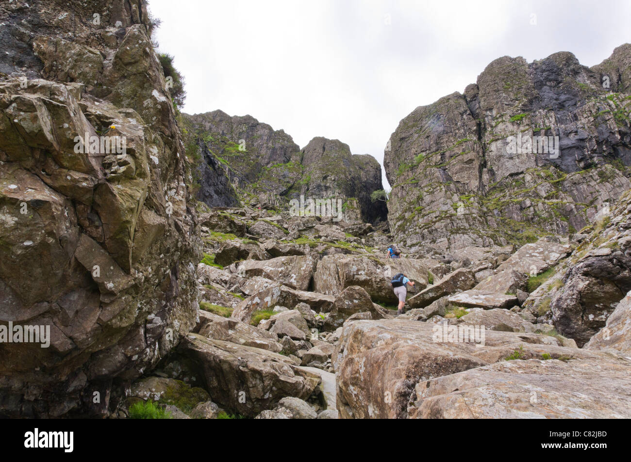 Climbing the Devil's Kitchen in the Glyder range of mountains in ...
