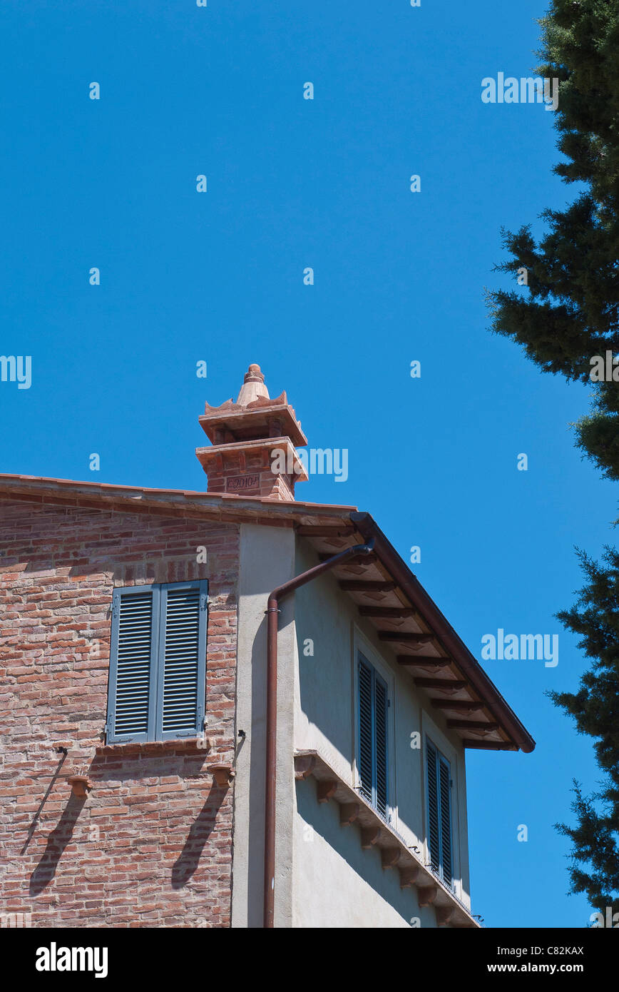 Detail of newly constructed Italian house's roof including very fancy ...