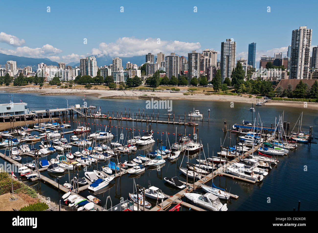 A scenic summertime view from Vancouver's Burrard Bridge. This view of ...