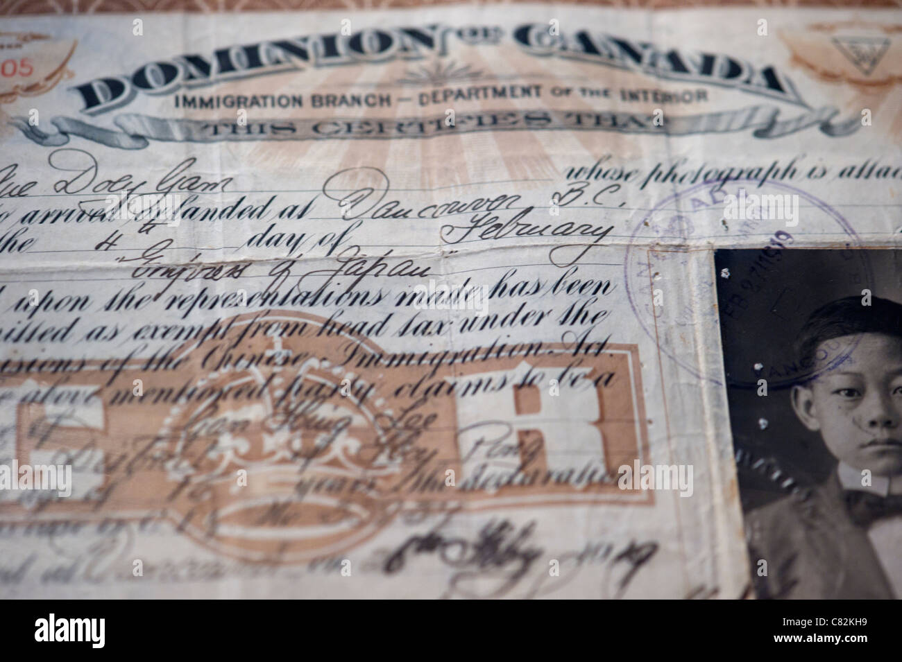 Vintage Canadian immigration papers from the 1950's Stock Photo - Alamy