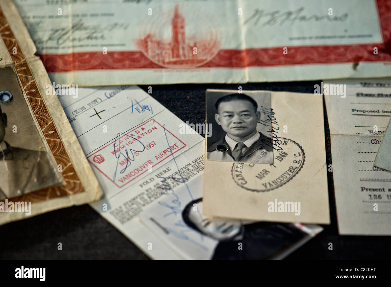 Vintage Canadian immigration papers from the 1950's Stock Photo - Alamy