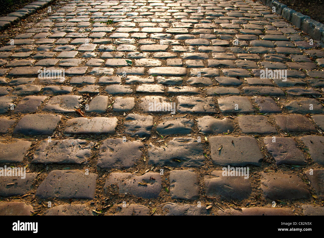 sepia cobblestone in Prague Stock Photo - Alamy
