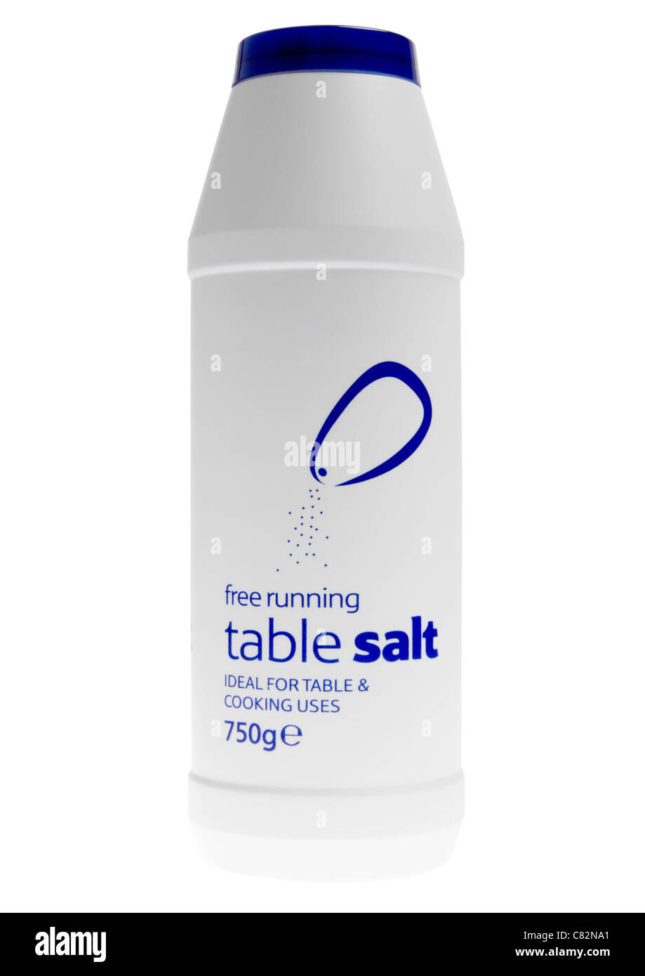 Bottle of table salt on white background Stock Photo - Alamy