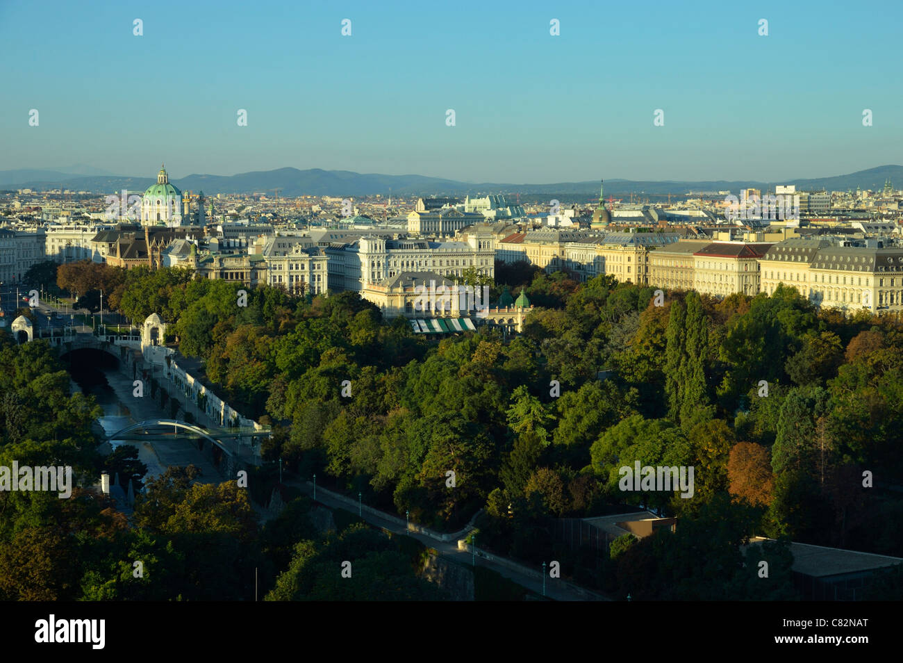 Panoramic view of the City Park and Vienna downtown, Austria AT Stock ...