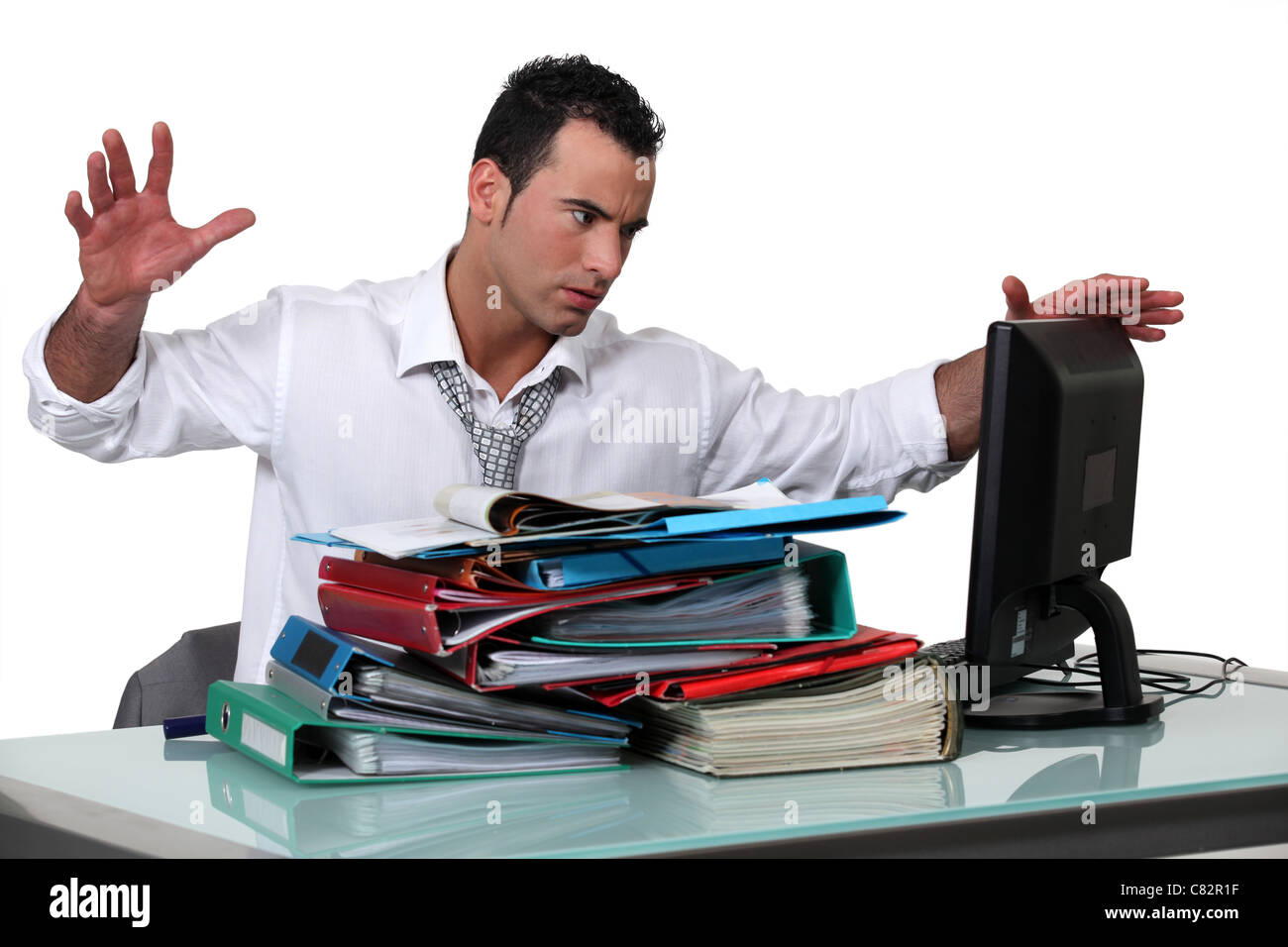 An overwhelmed executive Stock Photo - Alamy