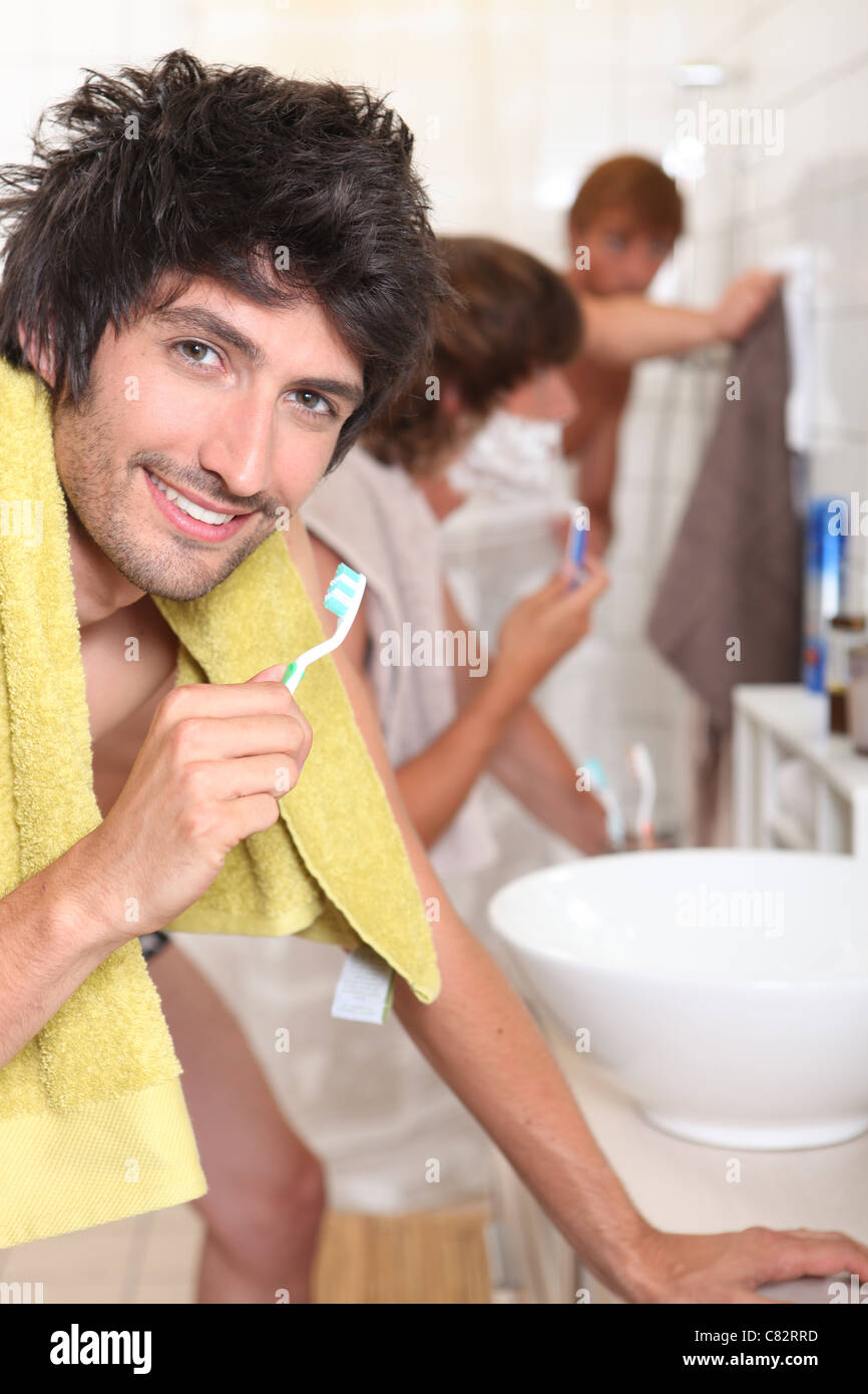 Man brushing teeth Stock Photo - Alamy