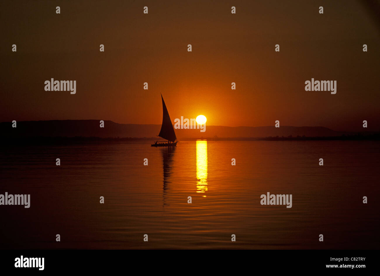 Felucca on the River Nile at sunset, Egypt Stock Photo - Alamy