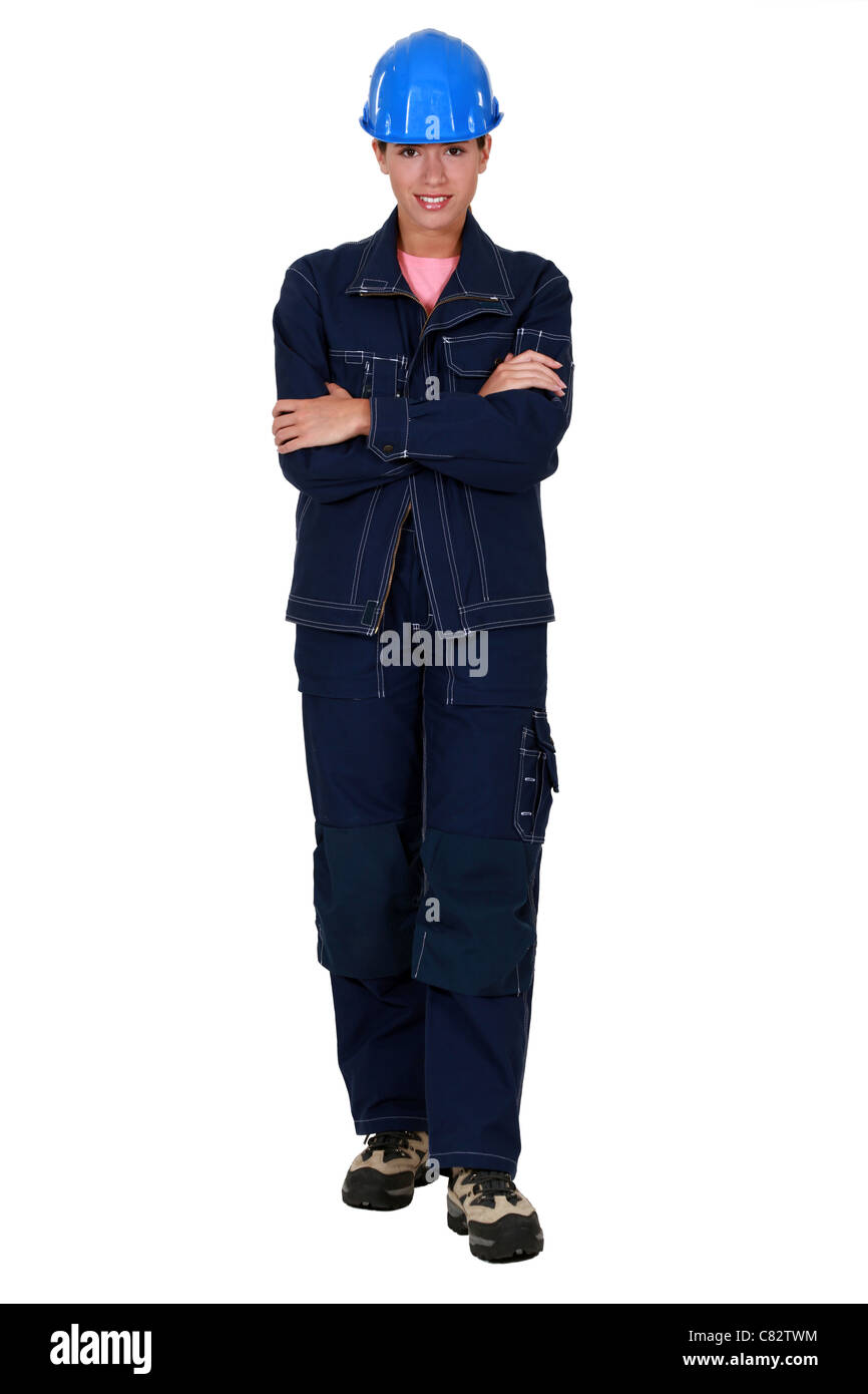 Full length portrait of a female labourer Stock Photo - Alamy