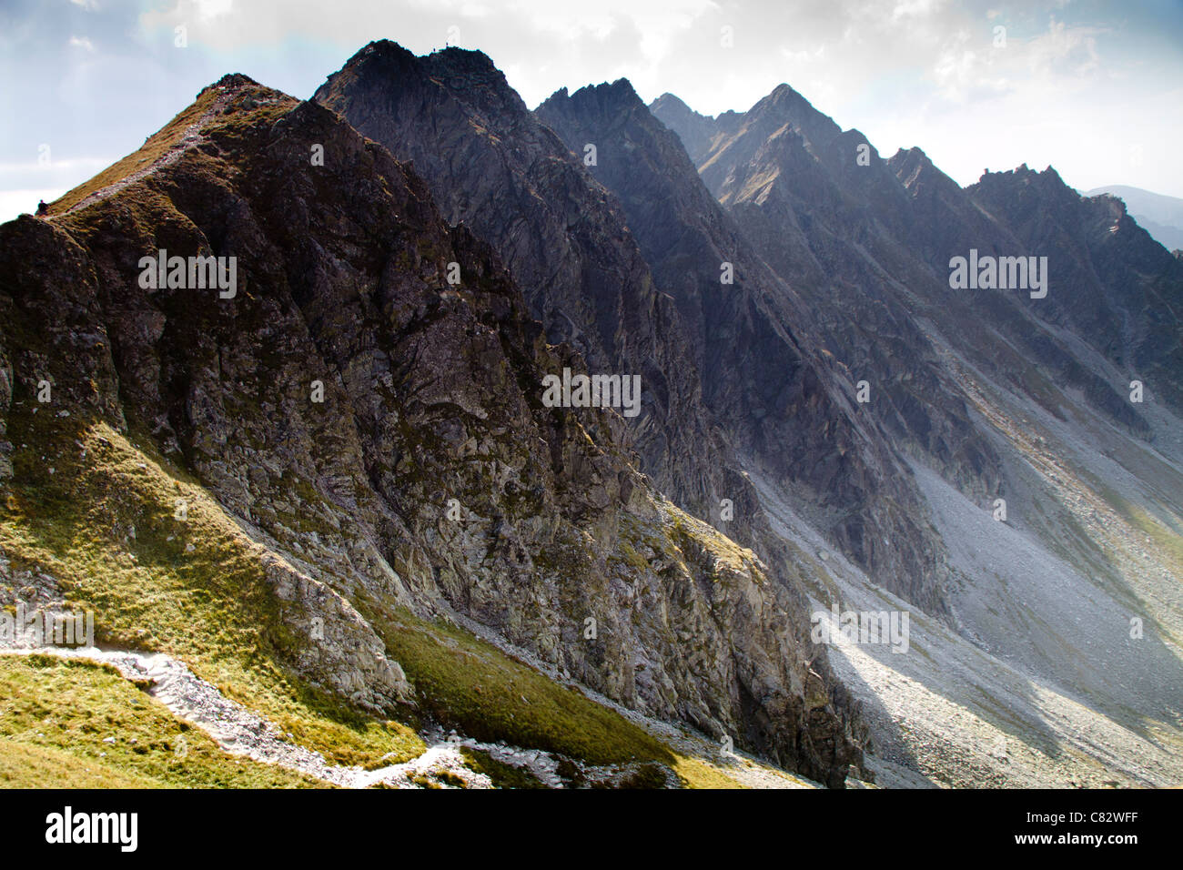 Krzyzne, and the route of the Eagle path in the Polish Tatras Stock ...