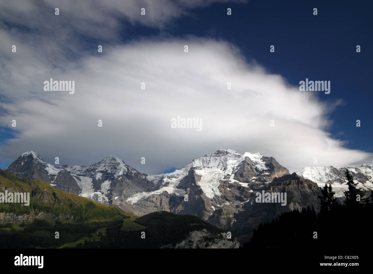Eiger, Monch and Jungfrau seen from Wengen Stock Photo - Alamy