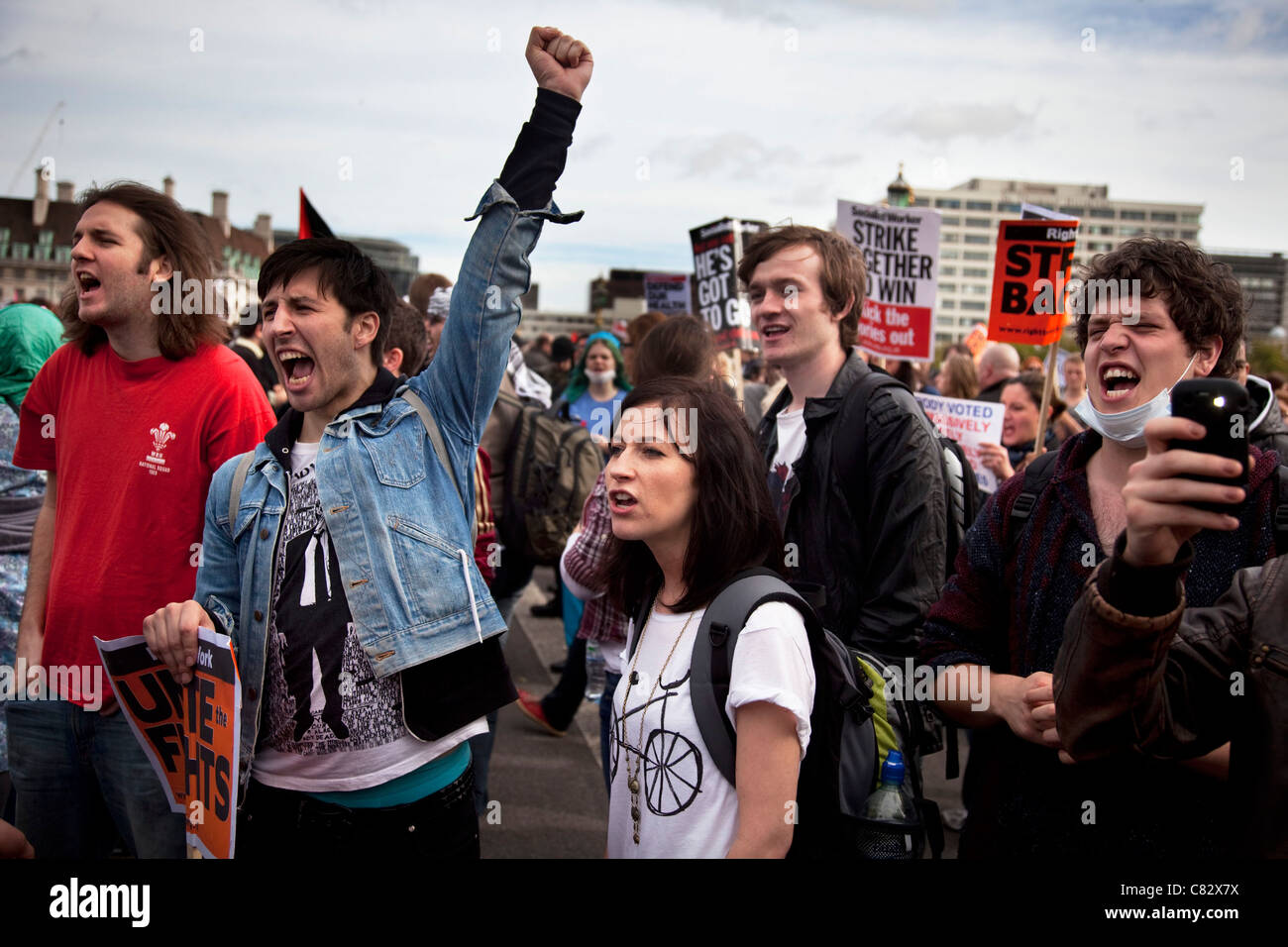UK Uncut shut down Westminster Bridge, London in a protest ...