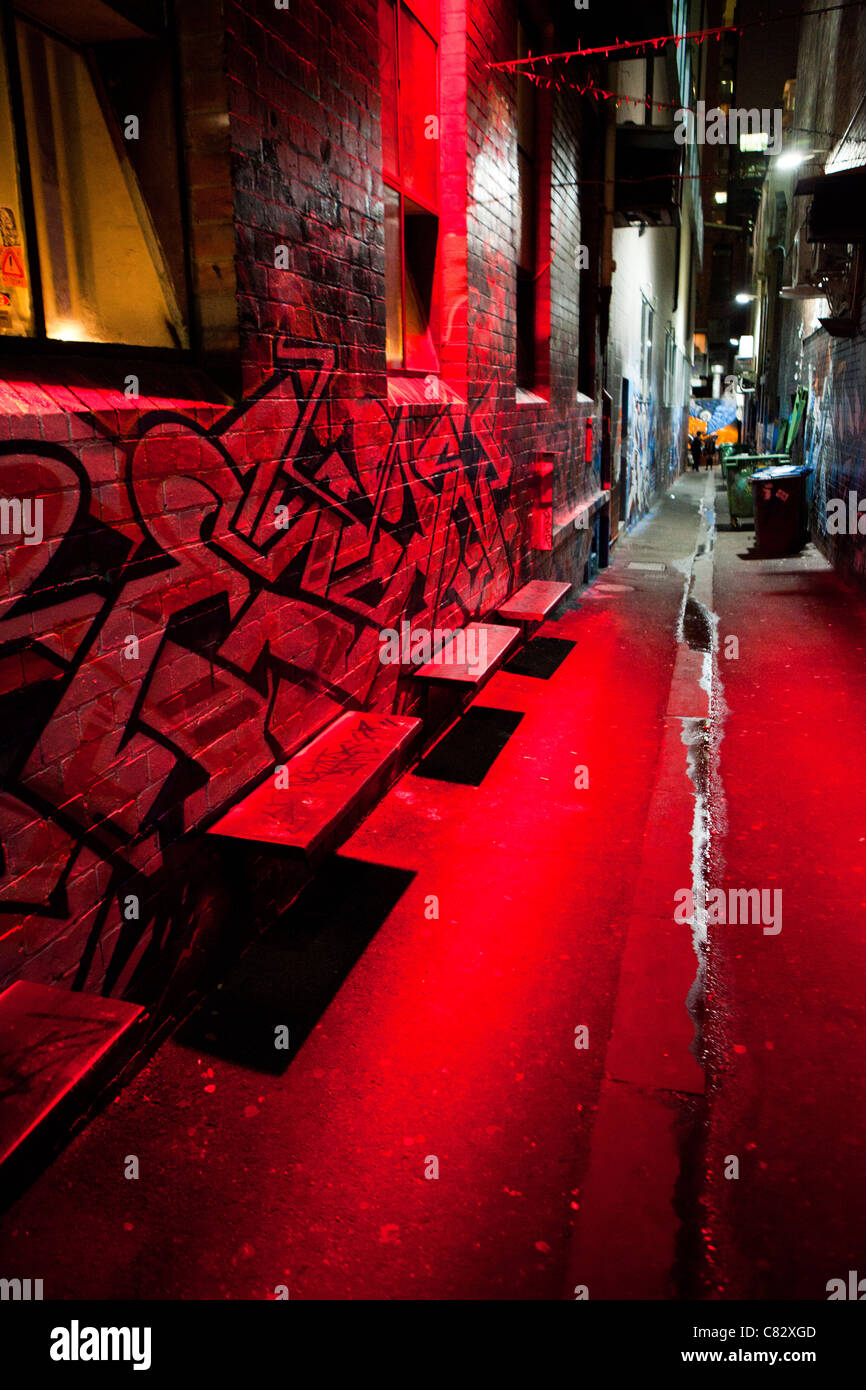 The alley way on the way to a hidden bar in Melbourne, Australia; The ...