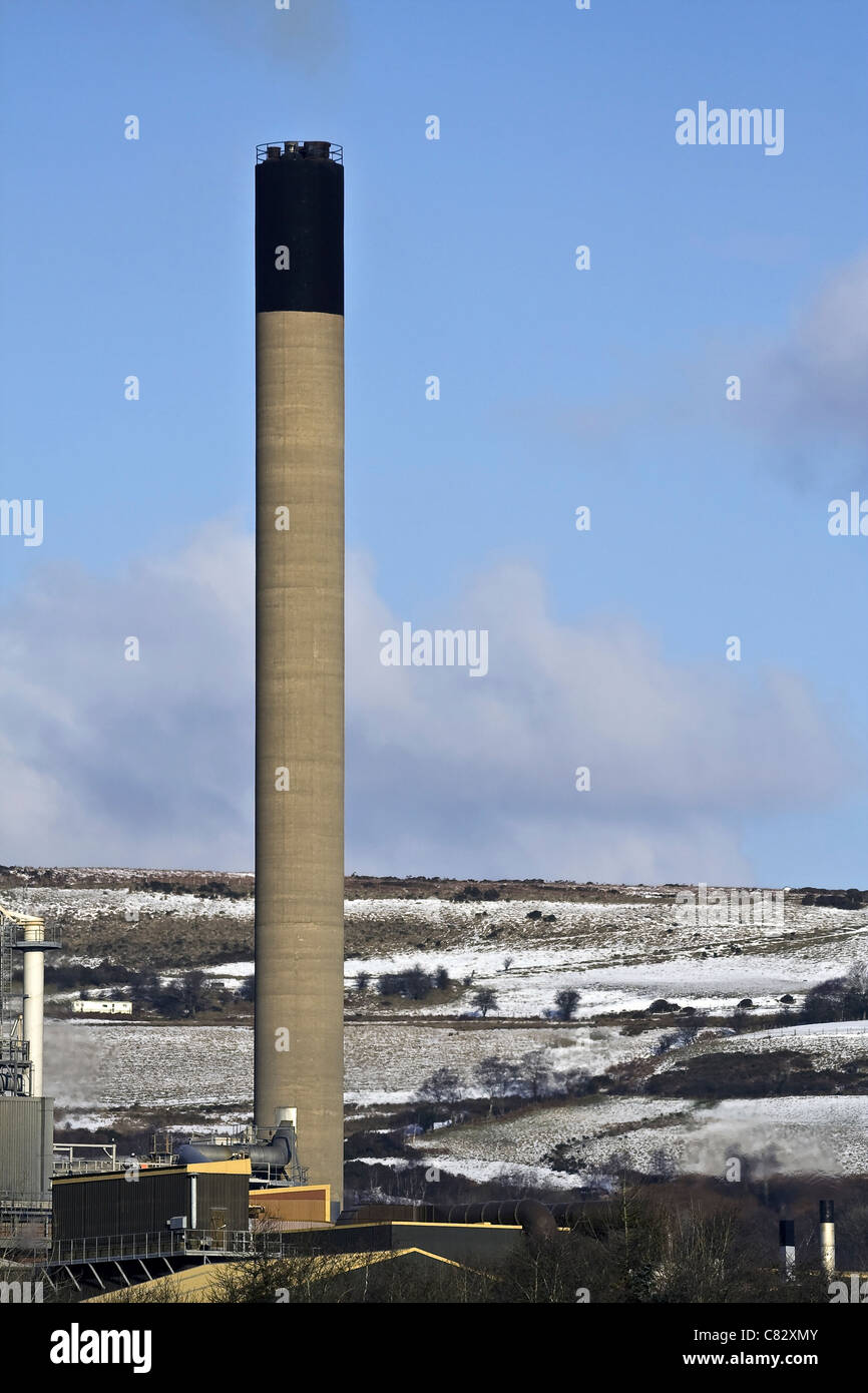 Chimney stack at the Rockwool plant in Bridgend South Wales UK Stock ...