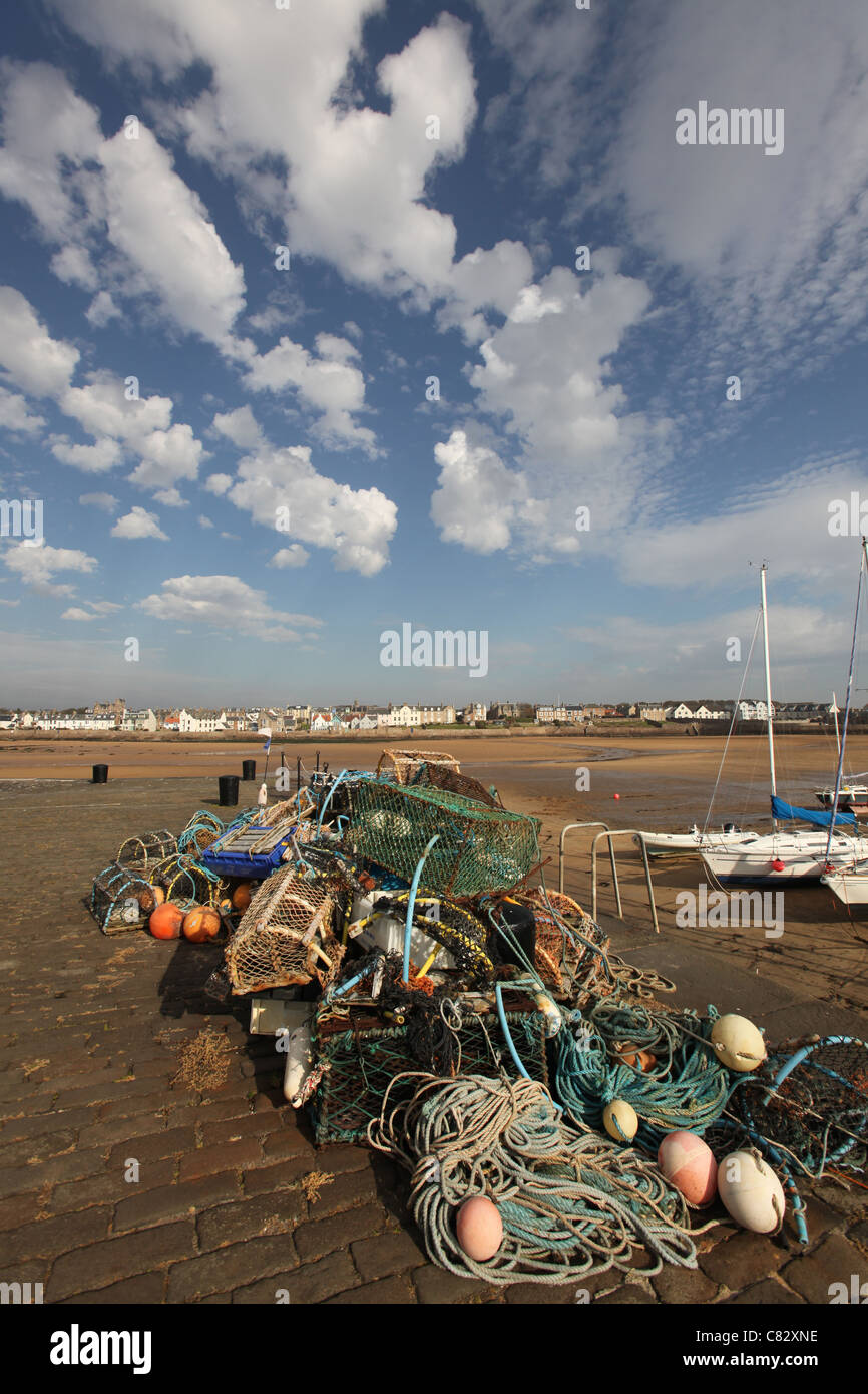 Town of Elie, Scotland. Picturesque view of Elie Harbour at low tide ...