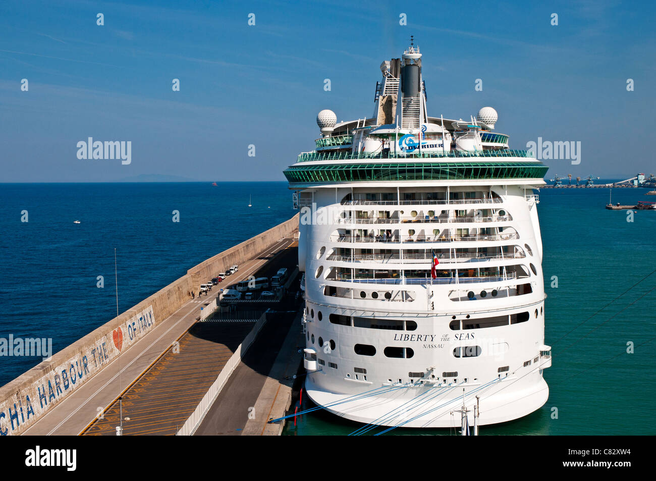 The huge luxury cruise ship, Liberty of the Seas, moored in the "Port ...