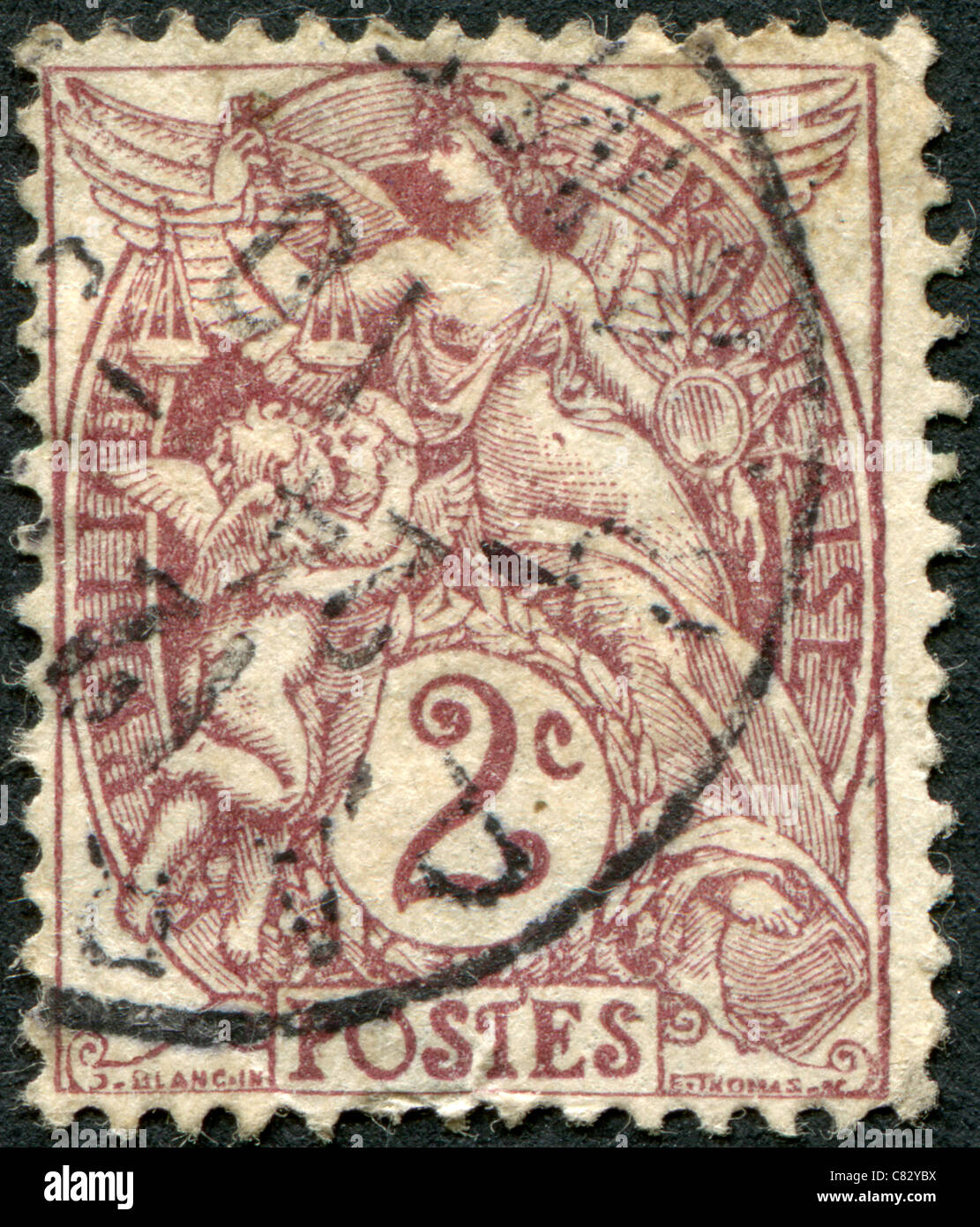 FRANCE - 1900: A stamp printed in France, shows an allegory of Liberty ...