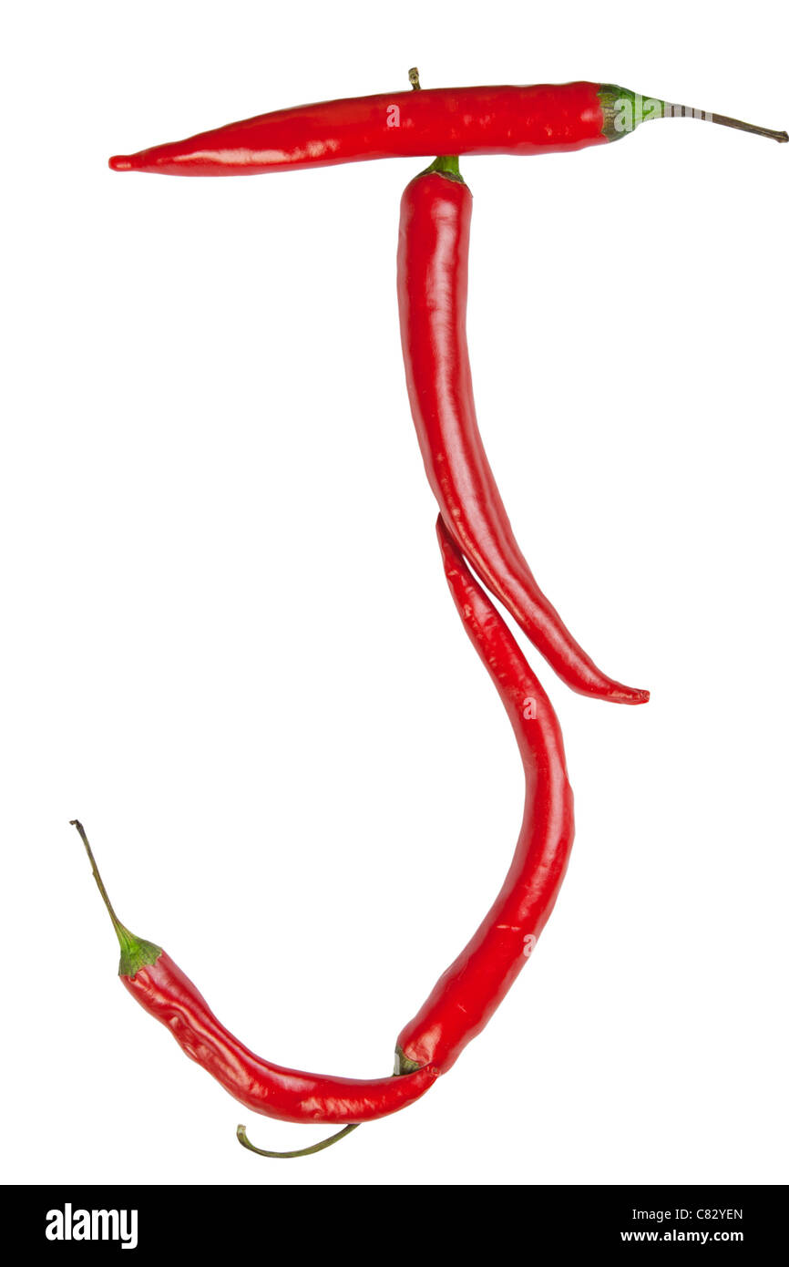 J letter made from chili, with clipping path Stock Photo - Alamy