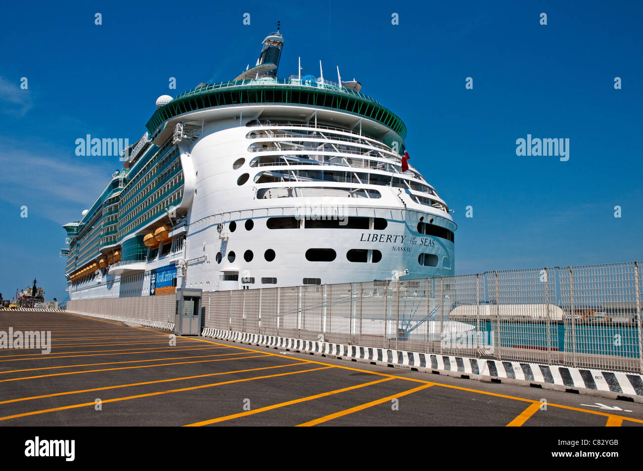 The huge luxury cruise ship, Liberty of the Seas, moored in the "Port ...