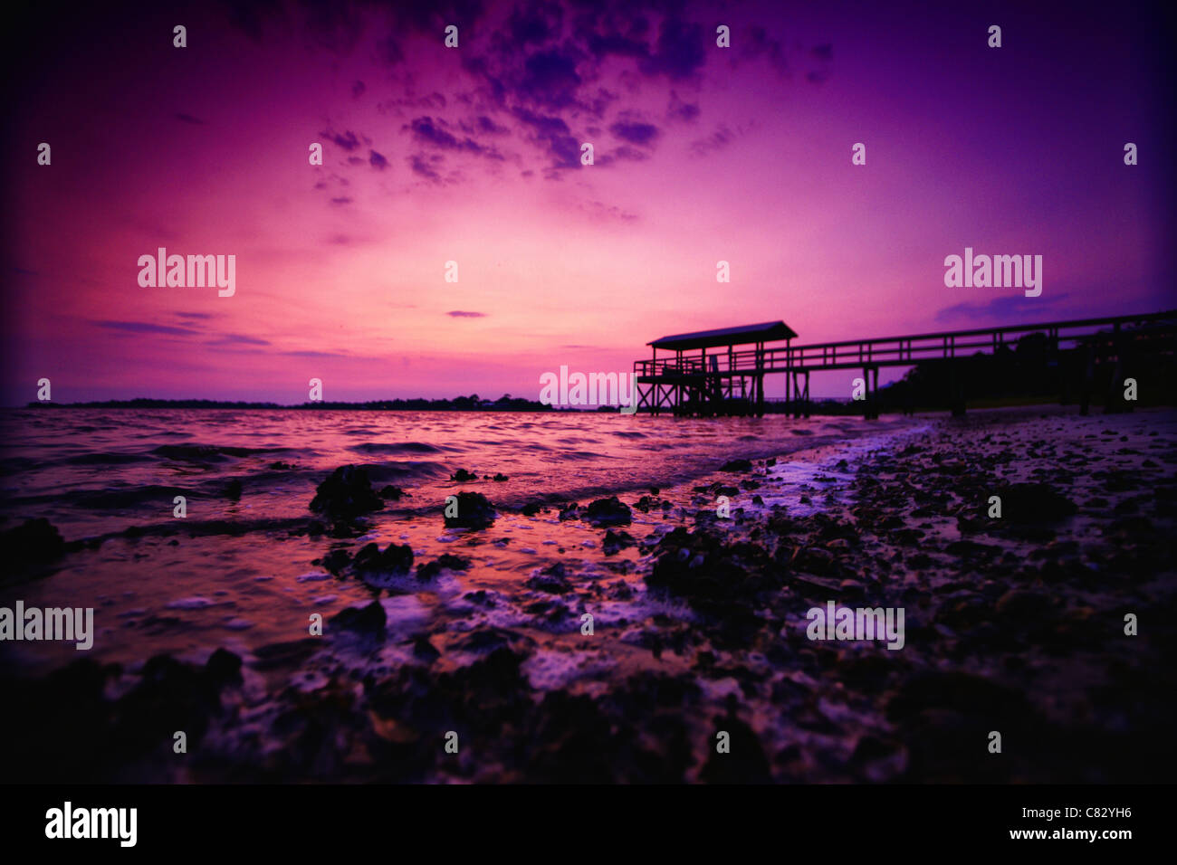 pier during sunset, cedar key, florida, usa Stock Photo - Alamy