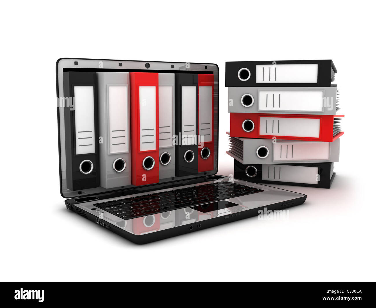 Abstract laptop and files (done in 3d Stock Photo - Alamy