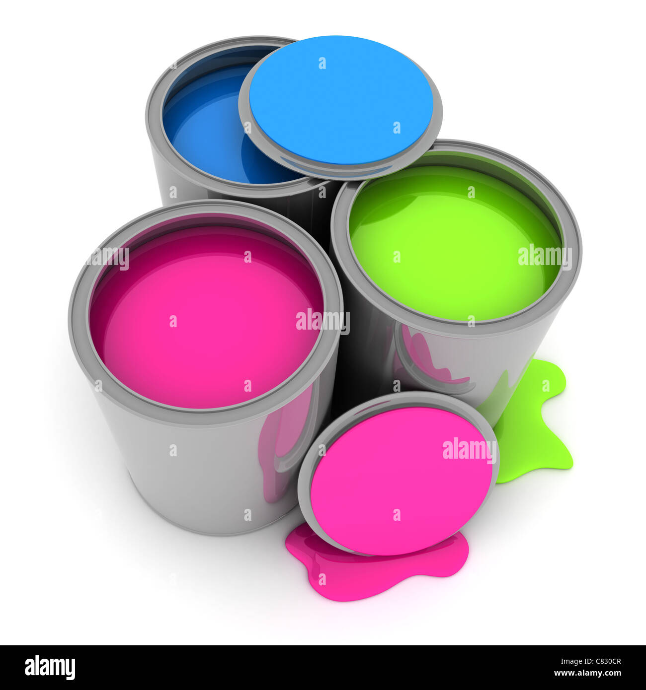 Tin with Paint on white background (done in 3d Stock Photo - Alamy