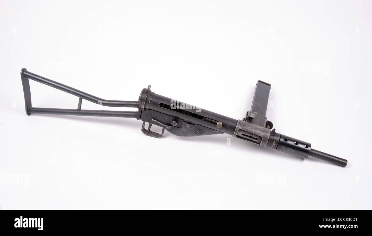 9mm Sten Mk.II SMG with 1st pattern stock assembly. The Sten was used ...