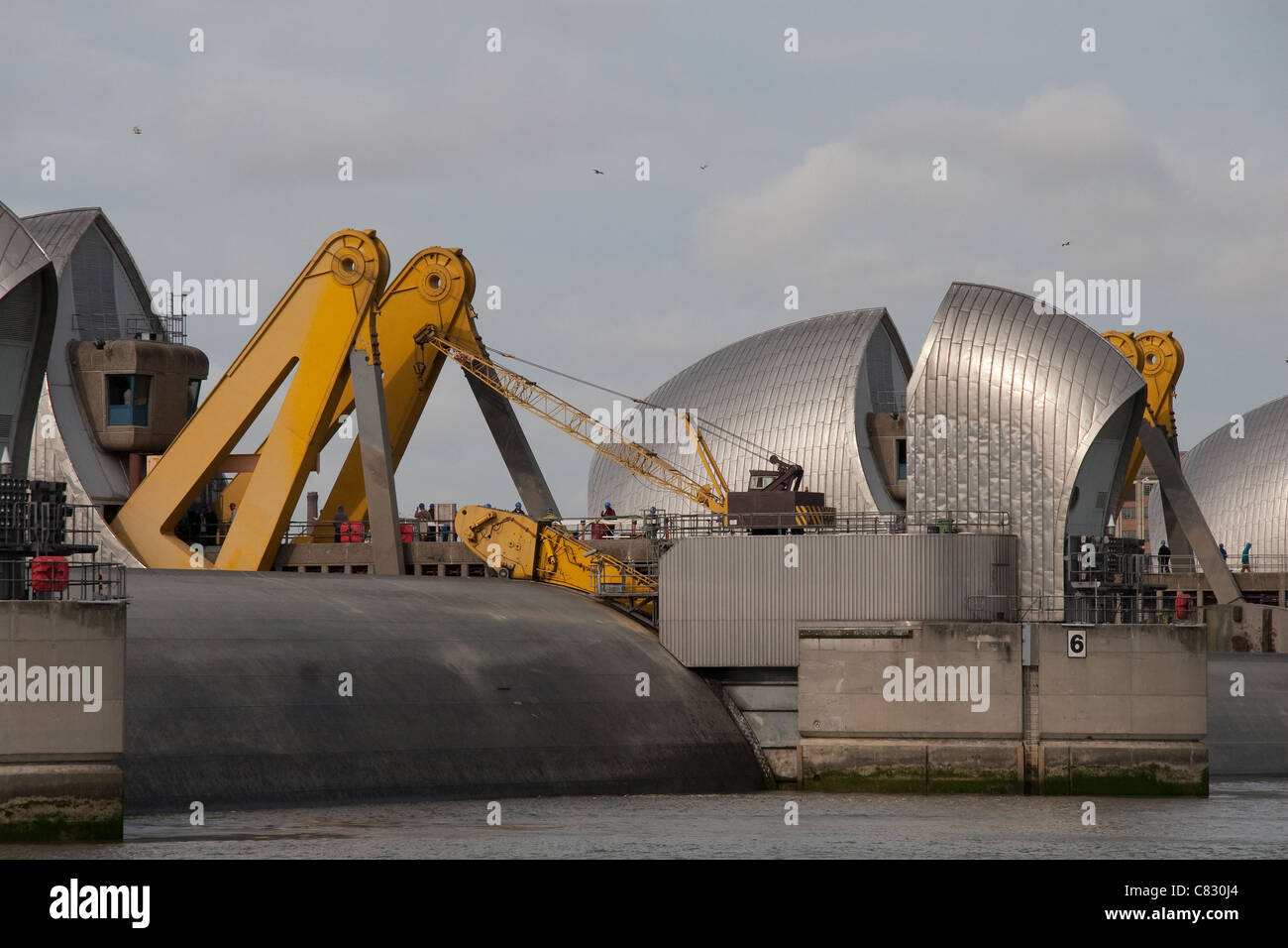 Thames Barrier annual test of flood defence gates Stock Photo - Alamy
