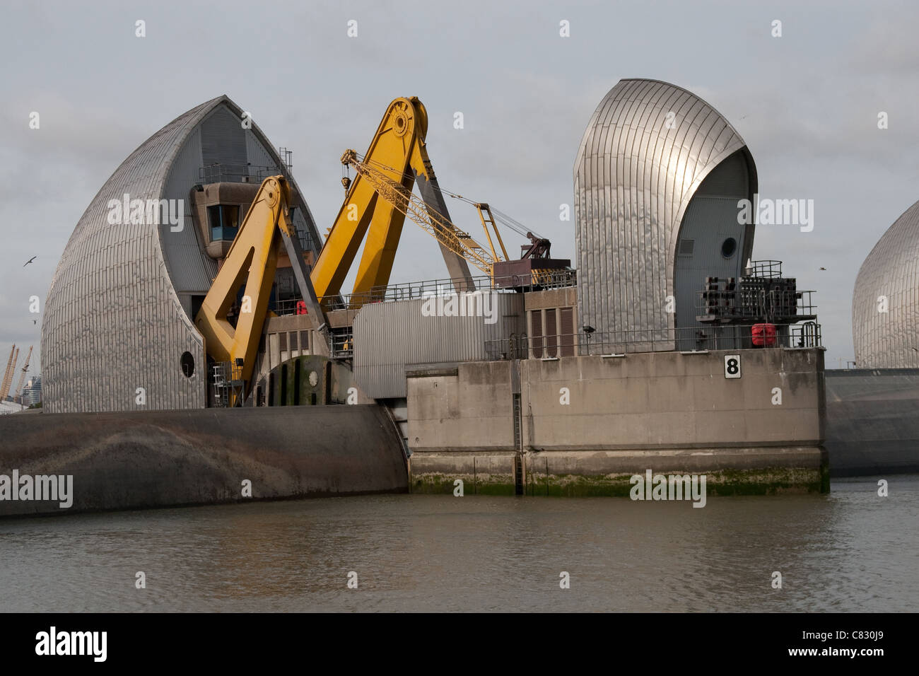 Thames Barrier annual test of flood defence gates Stock Photo - Alamy