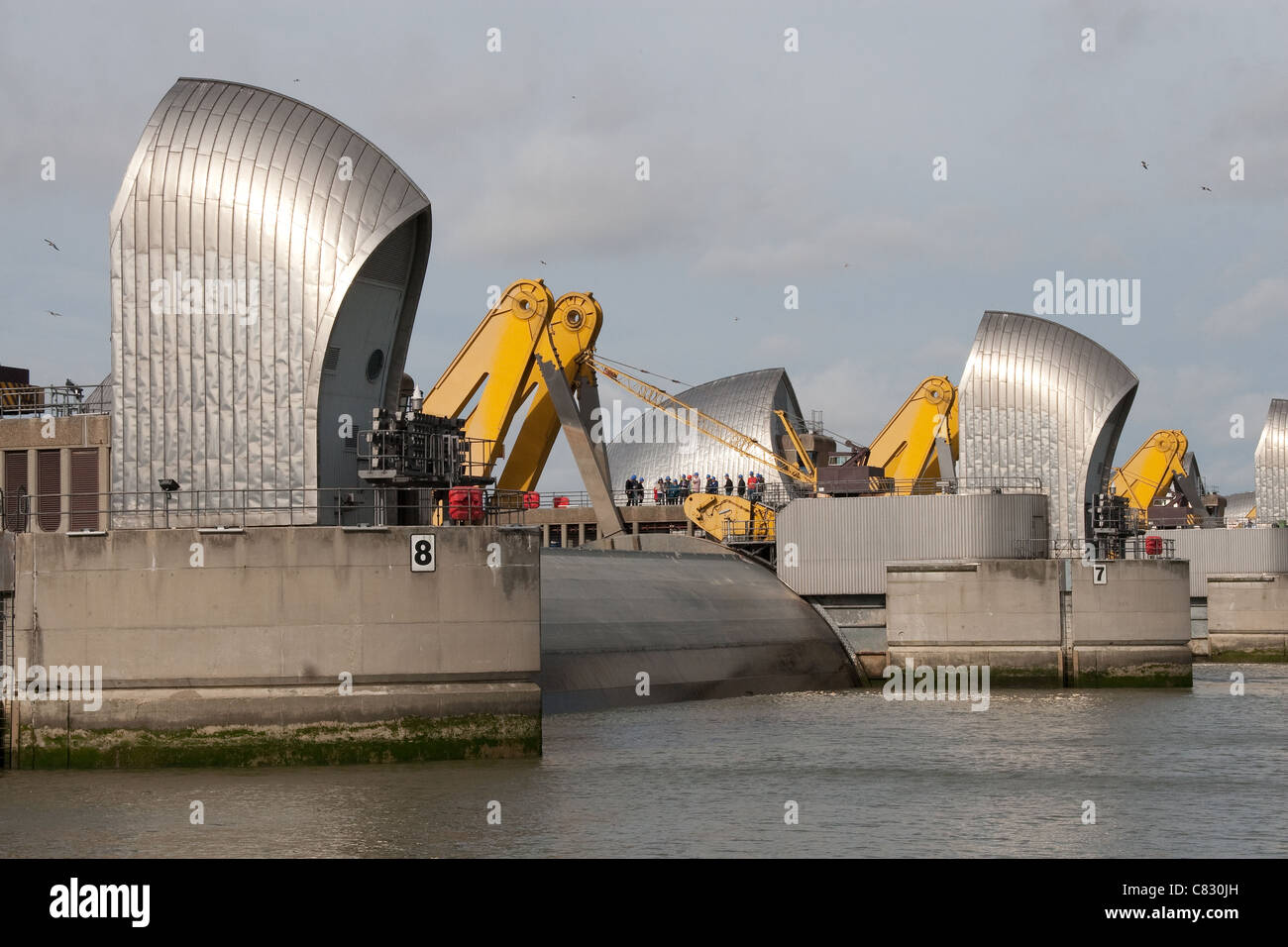 Thames Barrier annual test of flood defence gates Stock Photo - Alamy