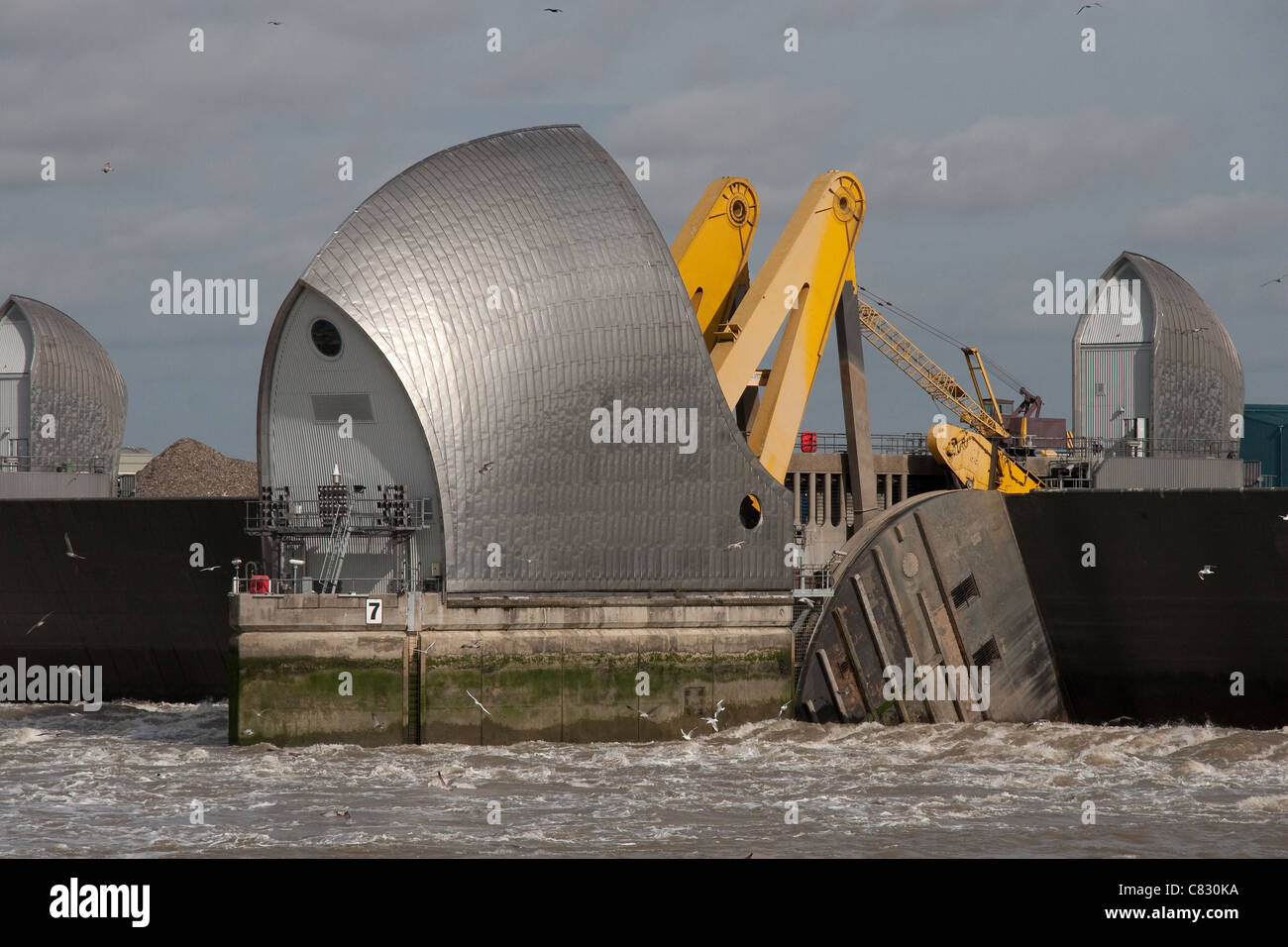 Thames Barrier annual test of flood defence gates Stock Photo - Alamy