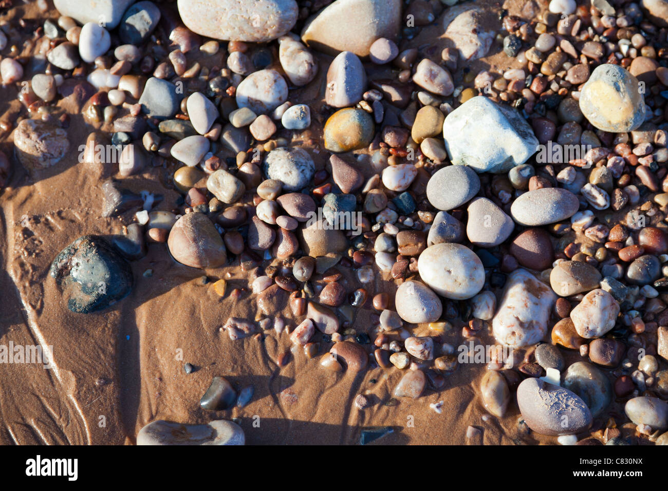Pebbles and sandy beach Stock Photo - Alamy