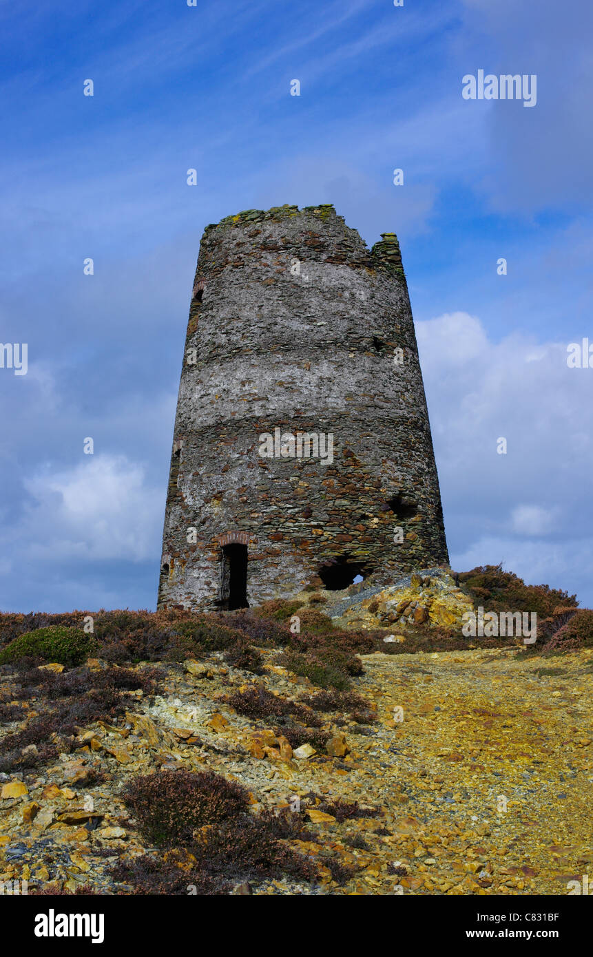 Old mill tower, Parys Mountain Copper Mine, Amlwch, Anglesey. The mill ...