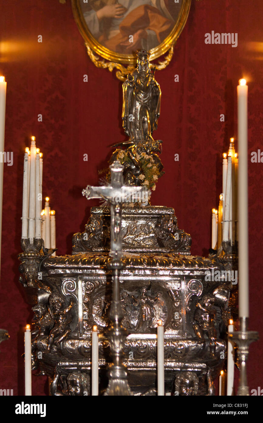 Silver coffer containing Santa Rosalia’s remains, Cappella di Santa ...