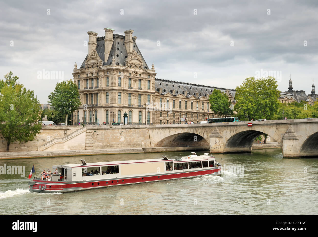 Pont Royal bridge end Seine river near to Louvre museum in Paris ...